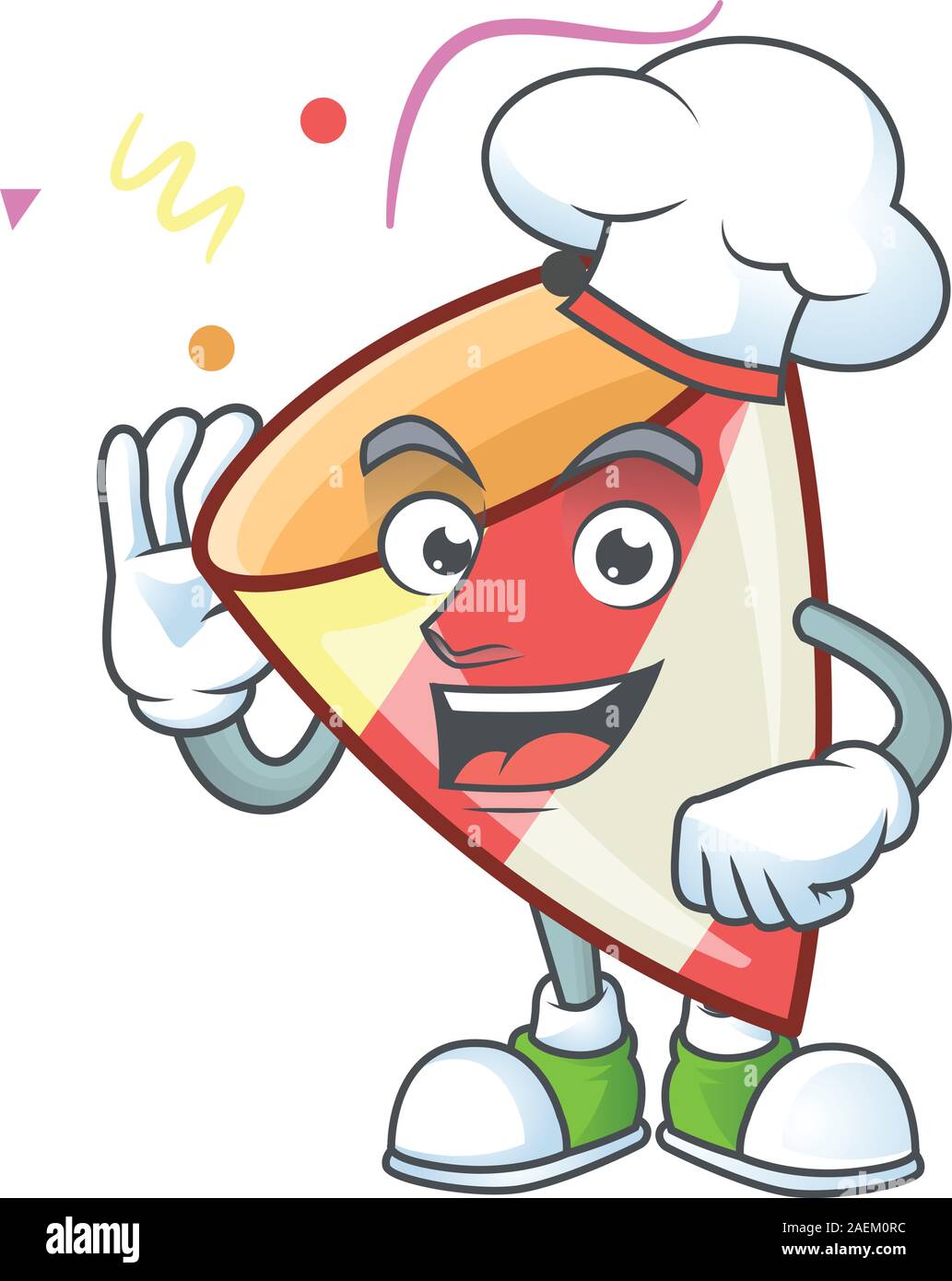 Happy Chef exploding confetti cartoon character with white hat Stock ...