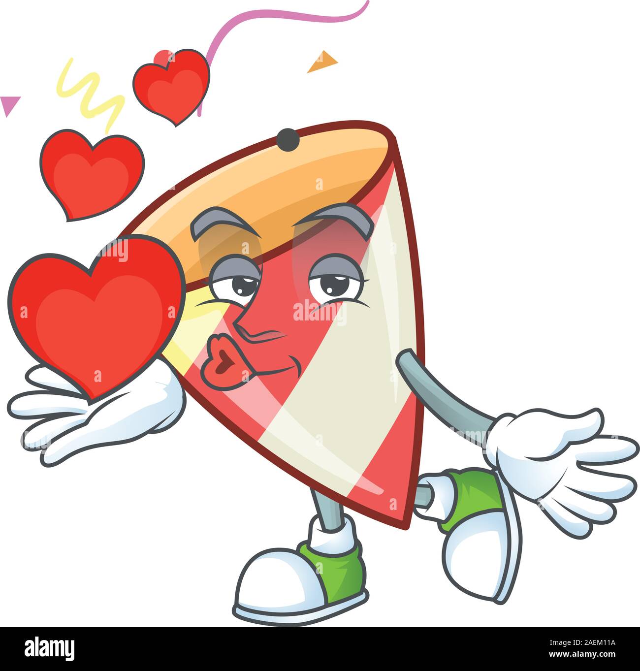 With heart exploding confetti cartoon character mascot style Stock ...
