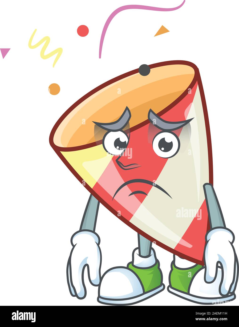 Exploding confetti Cartoon character showing afraid look face Stock ...