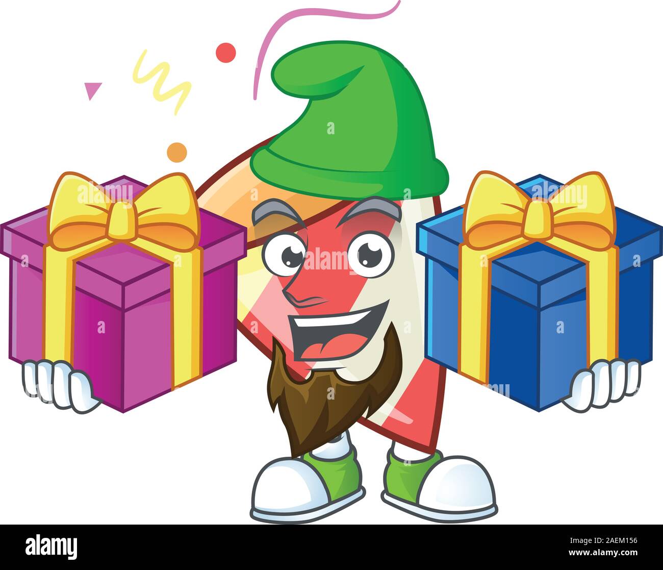 Super cute exploding confetti cartoon design with Christmas gifts Stock ...