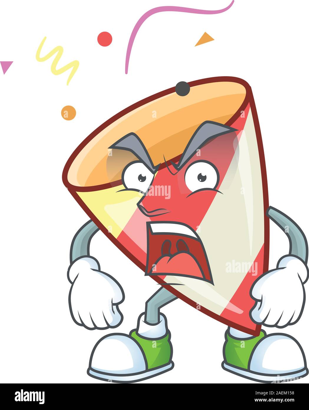 Mascot of angry exploding confetti cartoon character design Stock ...