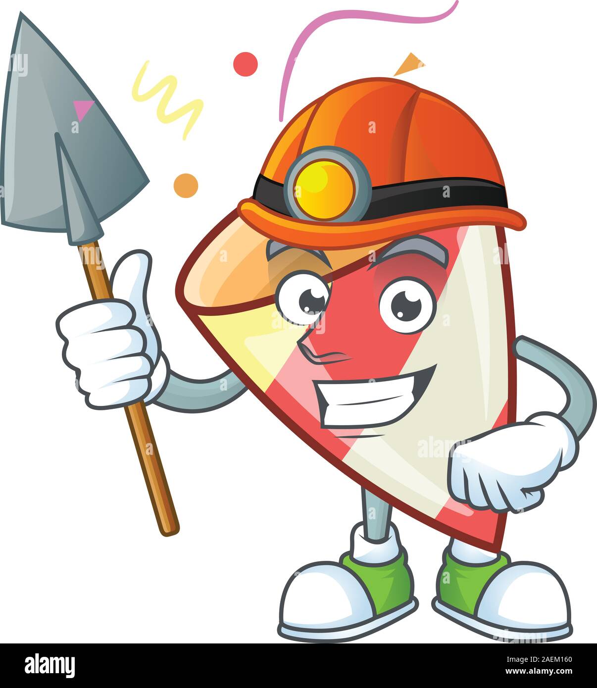 Cool Miner exploding confetti cartoon mascot design style Stock Vector ...