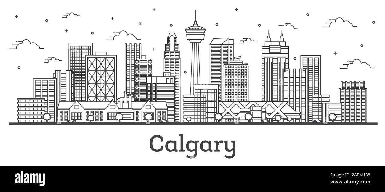 Outline Calgary Canada City Skyline with Modern Buildings Isolated on ...