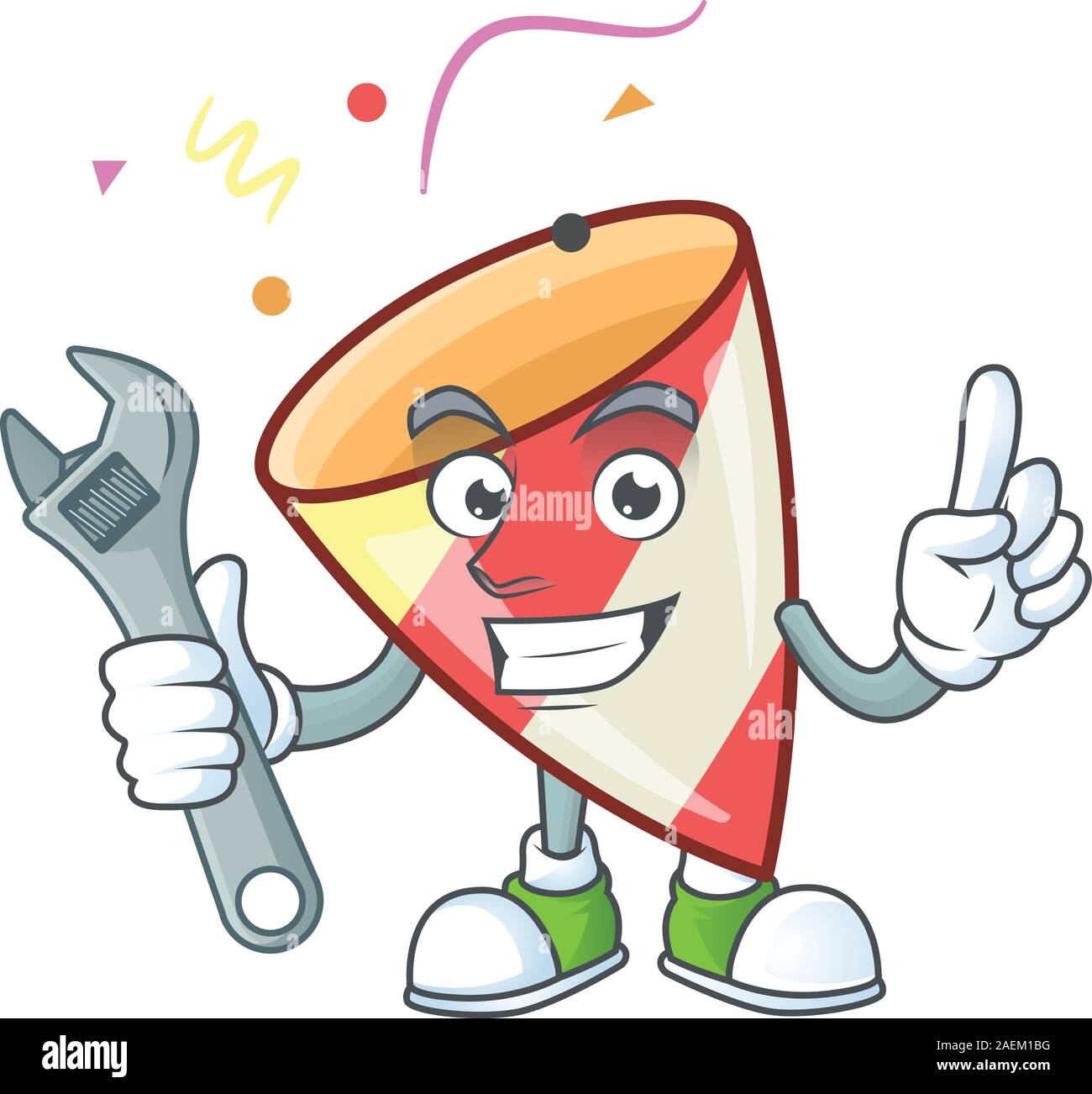 Professional Mechanic exploding confetti mascot cartoon character style ...