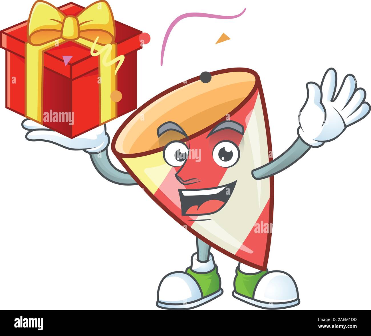Mascot of exploding confetti character up a gift Stock Vector Image ...