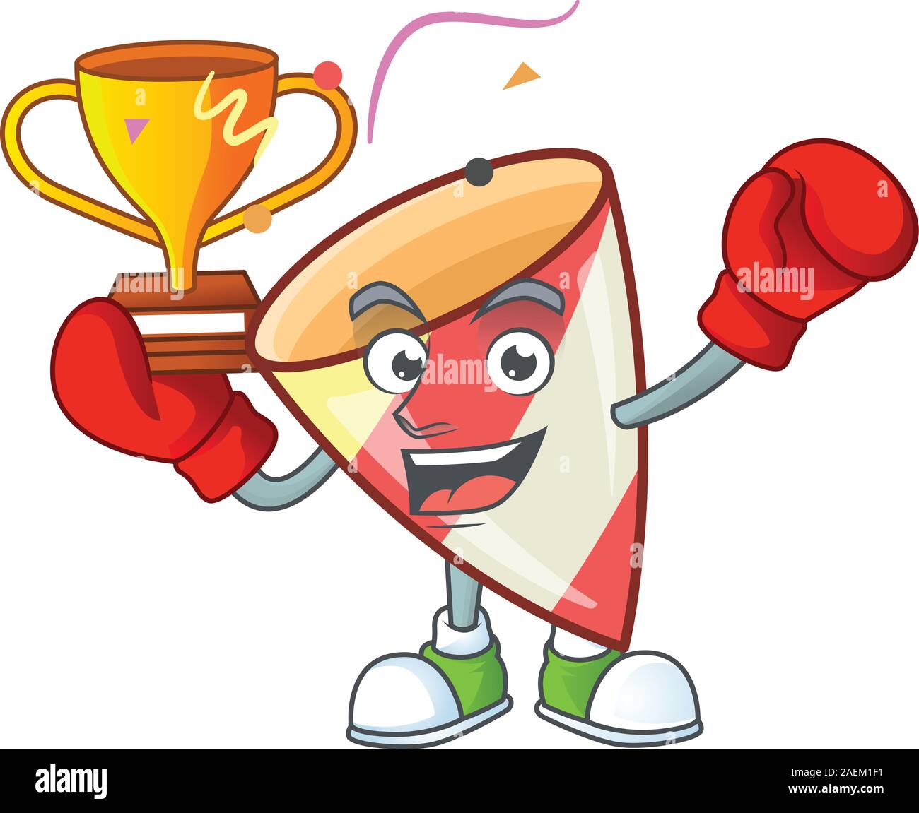 Super cool Boxing winner exploding confetti in mascot cartoon style ...