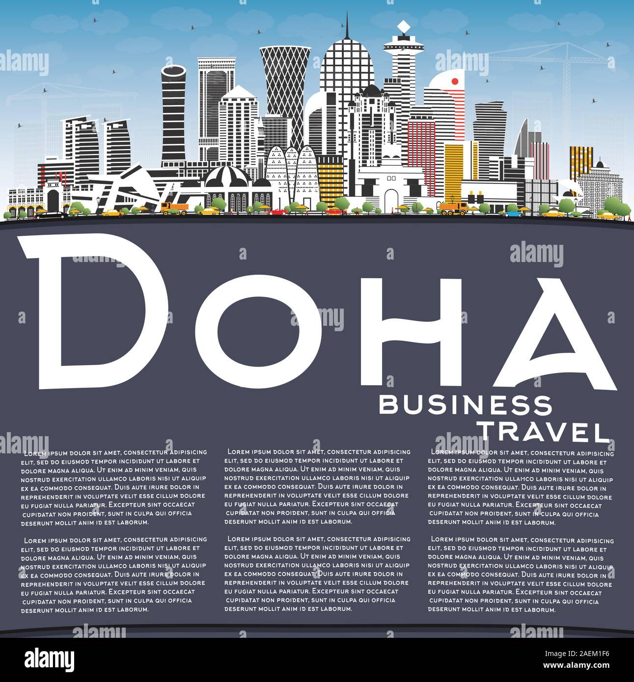 Doha city skyline black white Stock Vector Images - Alamy