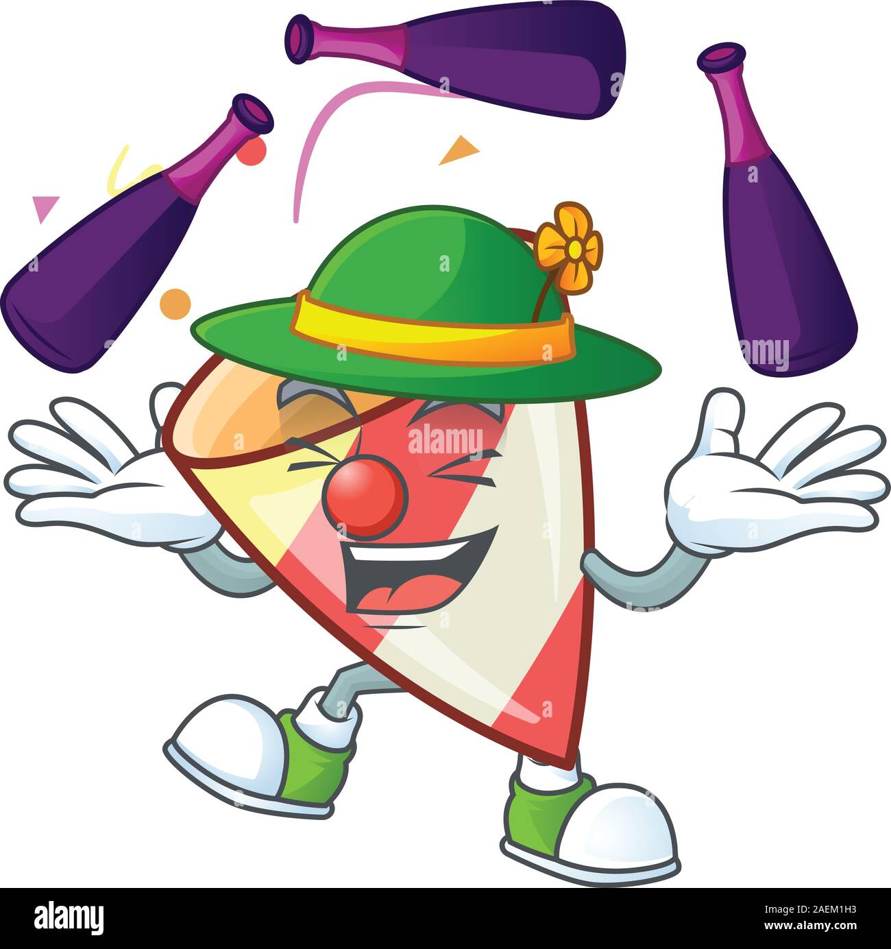 Super cool Juggling exploding confetti mascot cartoon style Stock ...