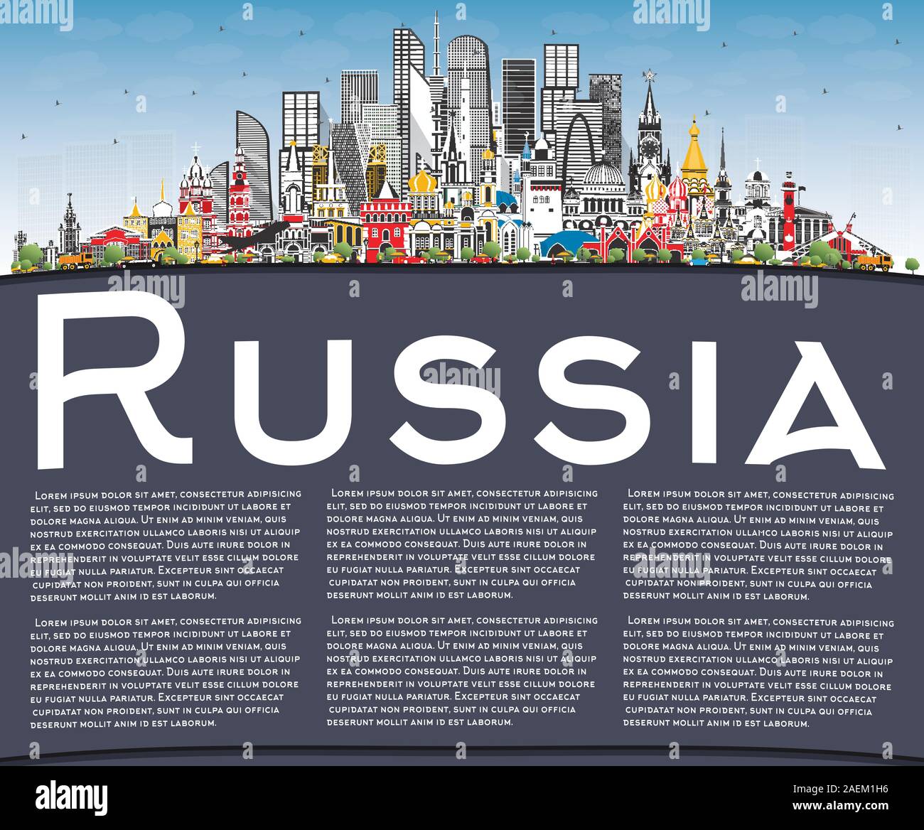 Russia City Skyline with Gray Buildings, Blue Sky and Copy Space ...