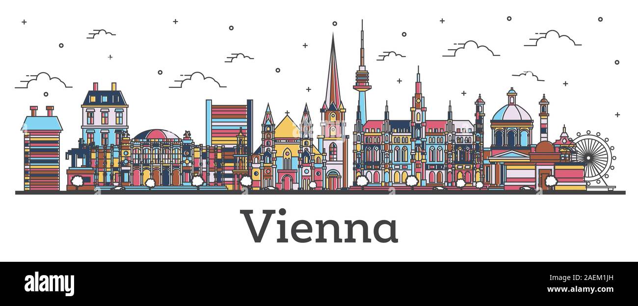 Outline Vienna Austria City Skyline with Color Buildings Isolated on ...