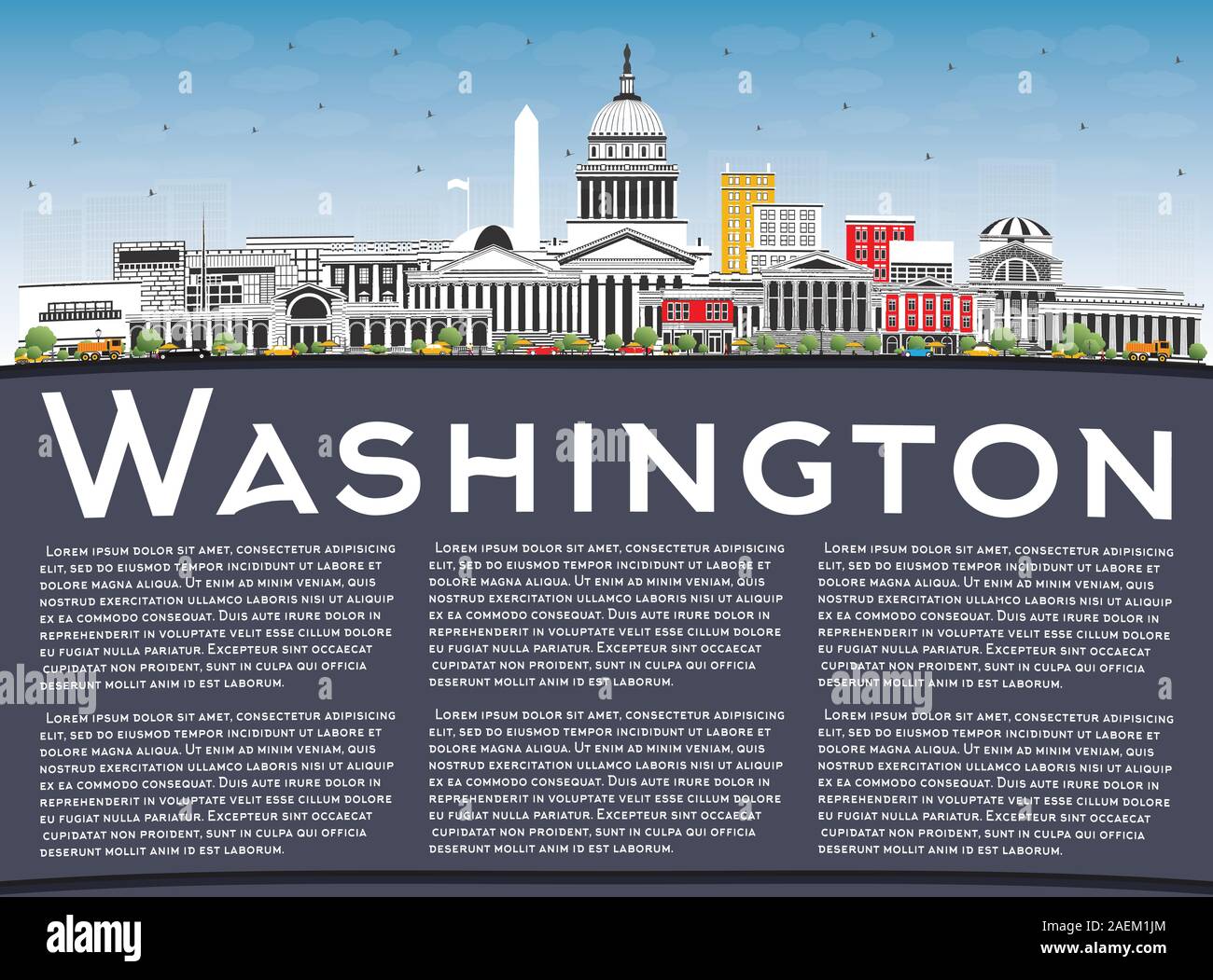 Washington DC USA City Skyline with Gray Buildings, Blue Sky and Copy ...