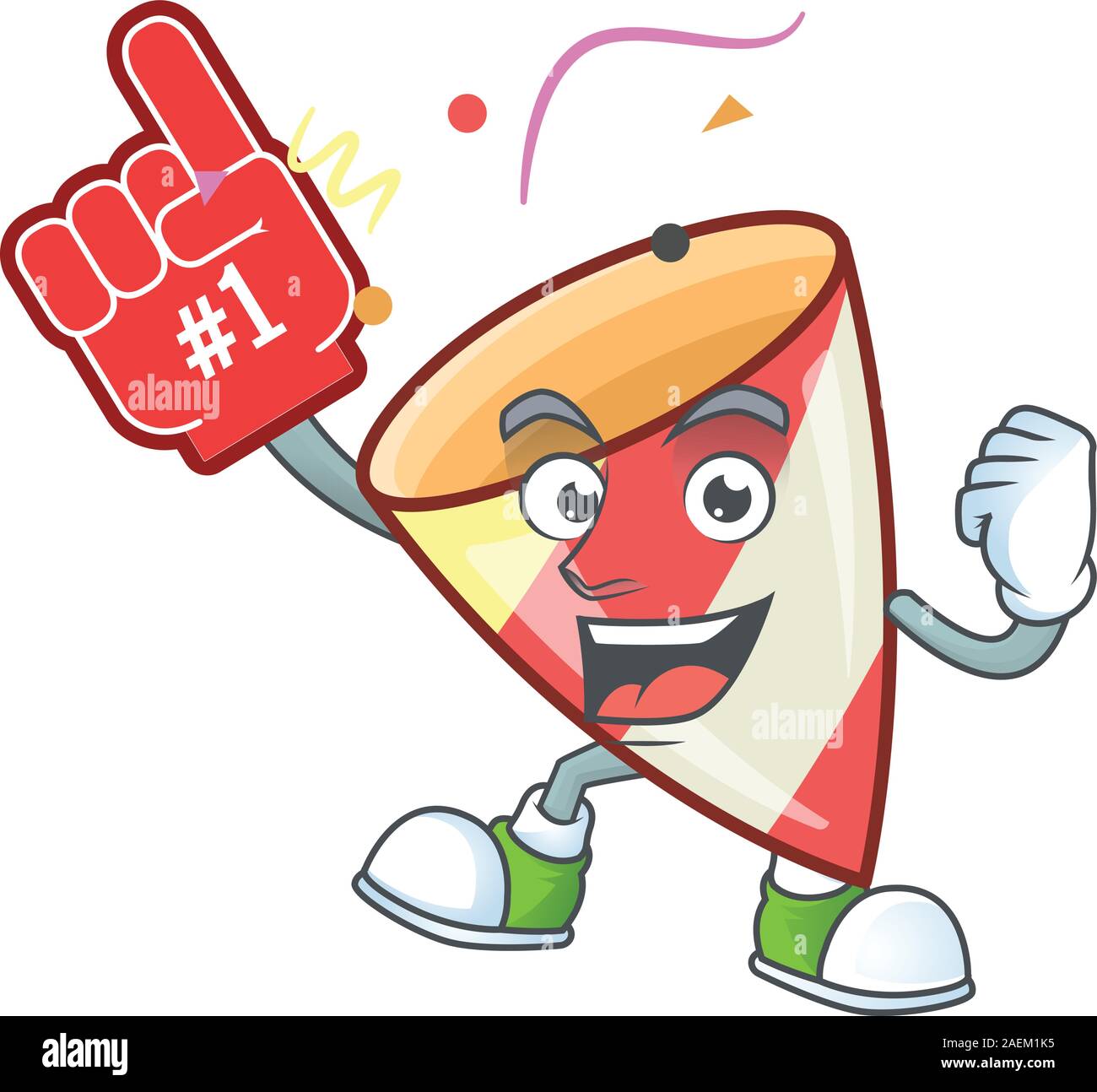 Foam finger exploding confetti on mascot cartoon style Stock Vector ...