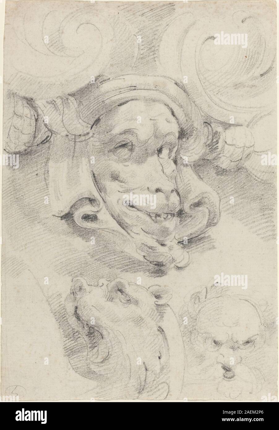 Sketches by Pierre Puget showing ornamental designs featuring grotesque ...