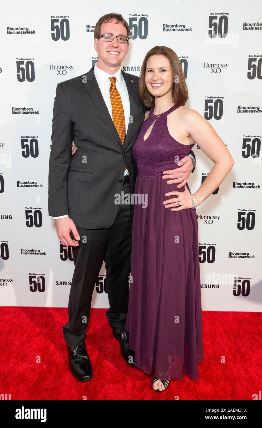 New York, NY - December 9, 2019: Michael Johnson and Kristy Johnson ...