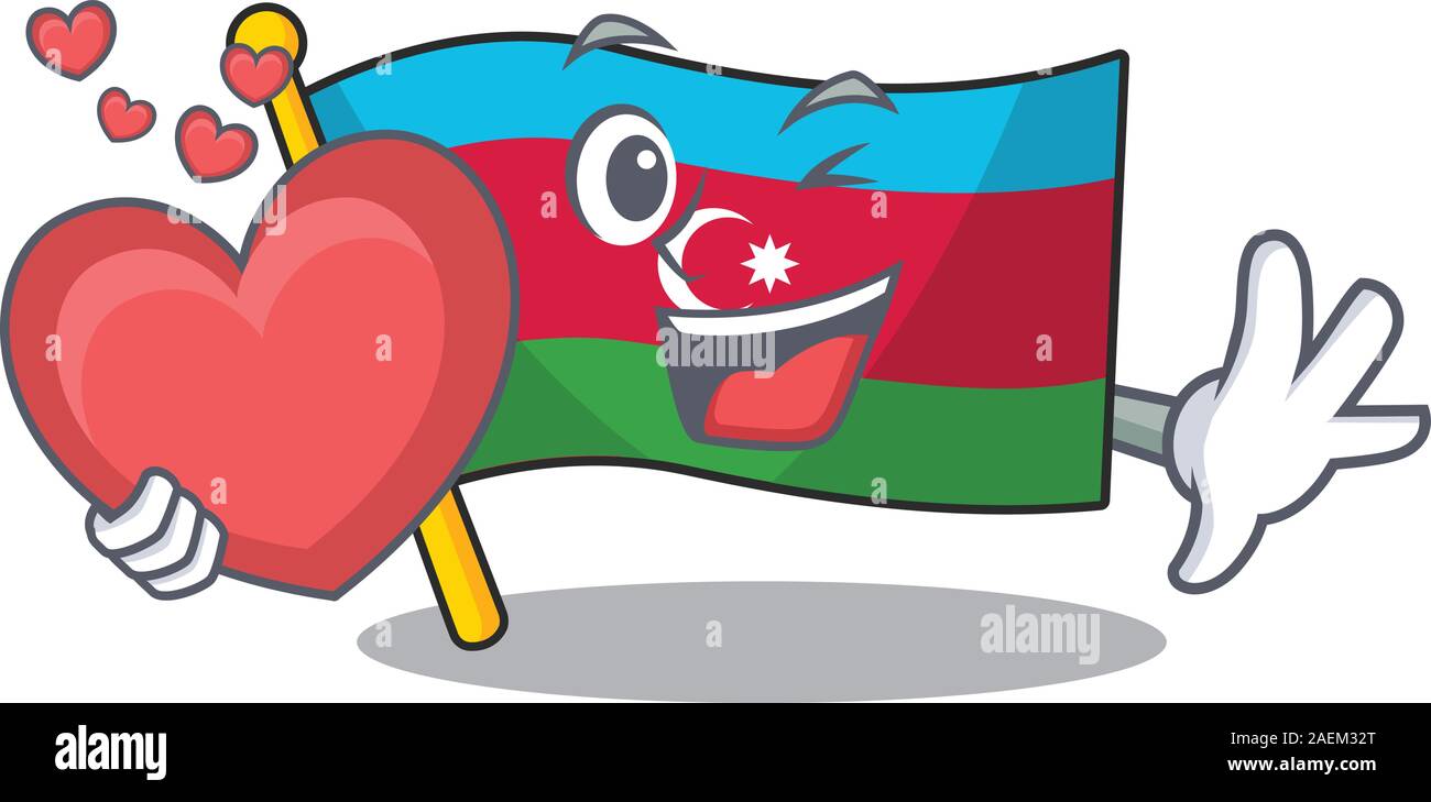 With heart flag azerbaijan cartoon character mascot style Stock Vector ...