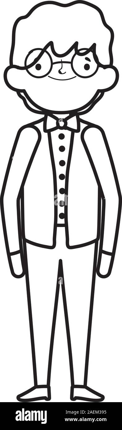 wedding groom man cartoon character in suit vector illustration thick ...
