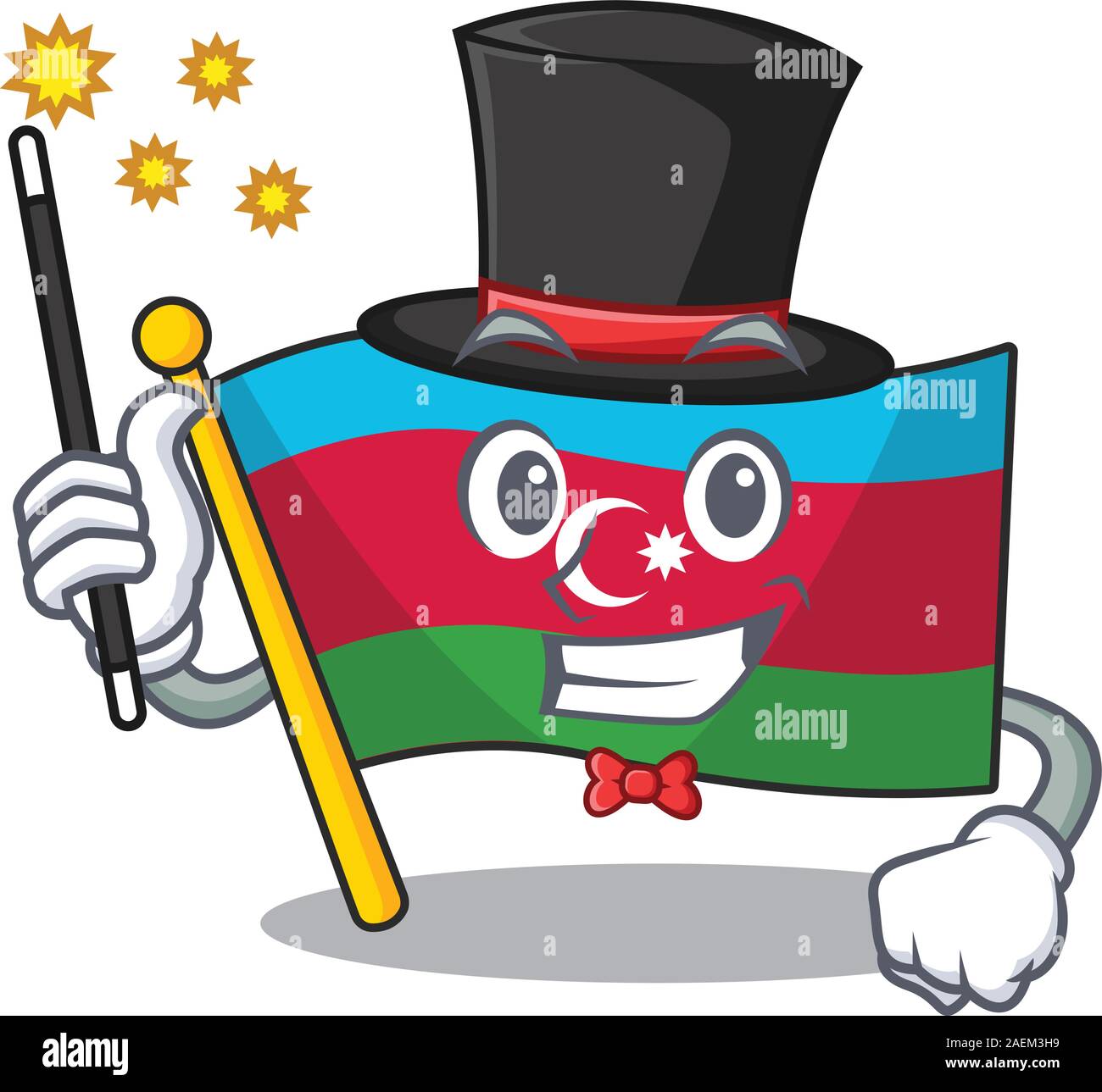 Cartoon character design of flag azerbaijan Magician style Stock Vector ...