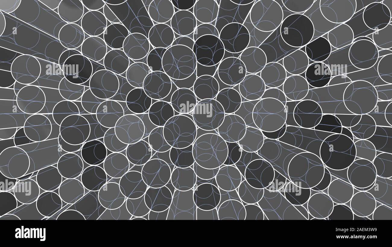 Abstract background of colorful outline cylinders. 3D illustration ...