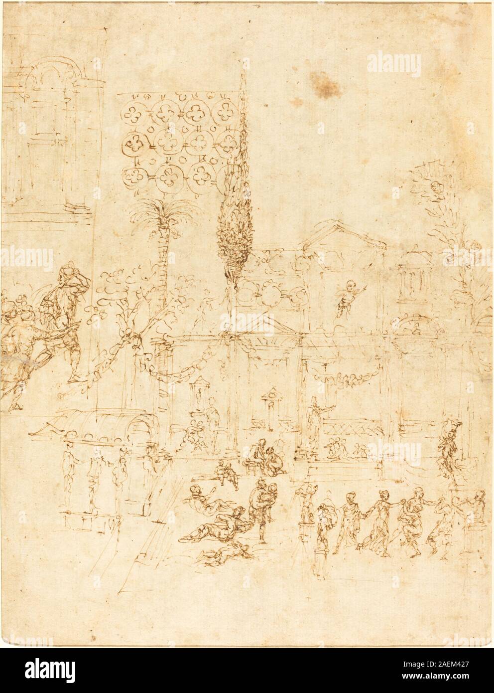 Pirro Ligorio, A Party in a Roman Villa (recto) A Party in a Roman ...