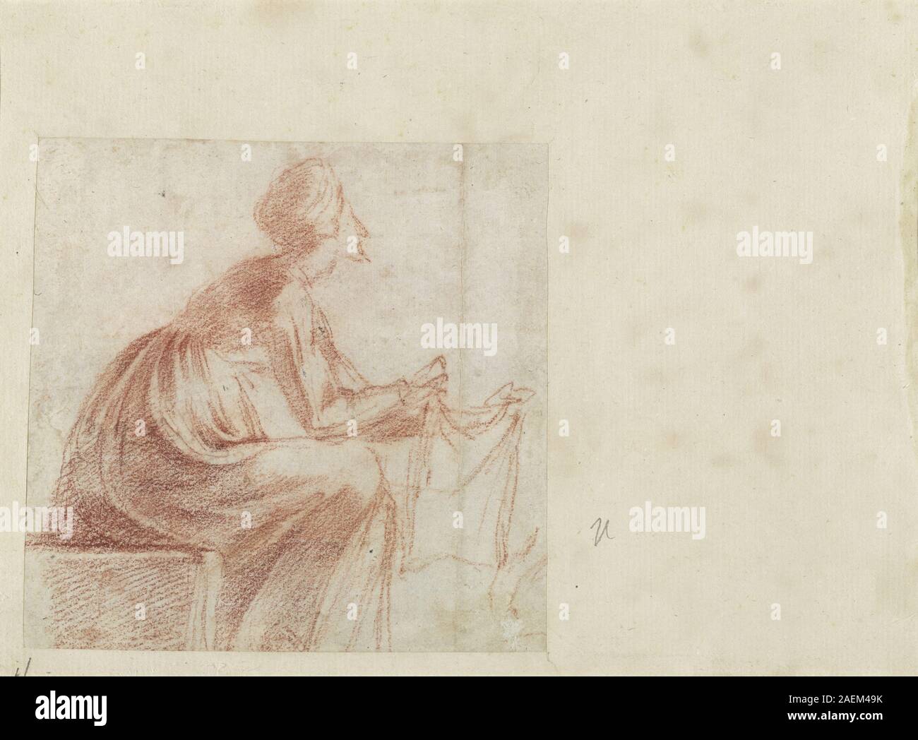 Polidoro da Caravaggio's 'Woman Seated with a Piece of Cloth' (verso ...