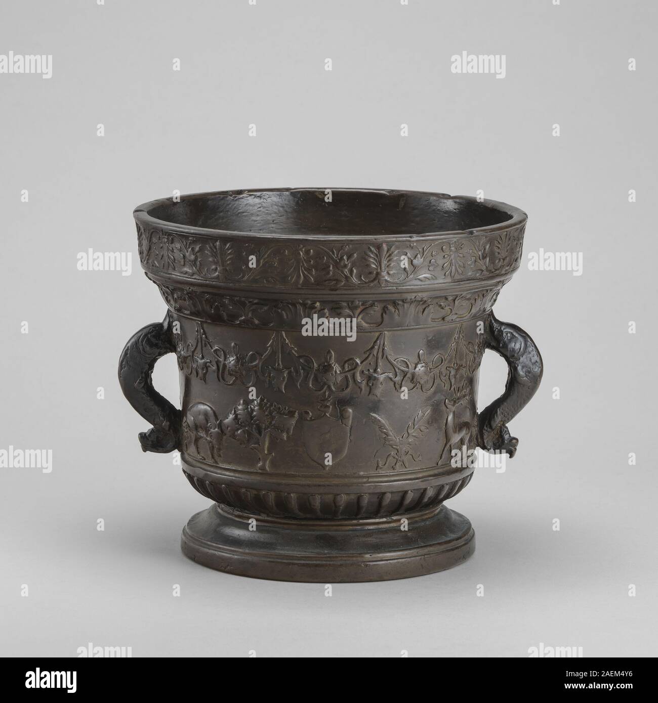 16th-century Venetian mortar decorated with shields, festoons, and ...