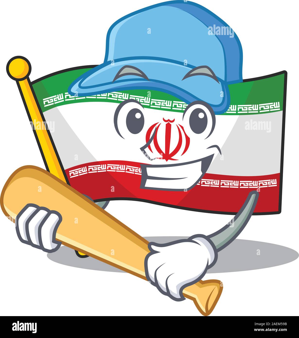 Funny smiling flag iran cartoon mascot playing baseball Stock Vector ...
