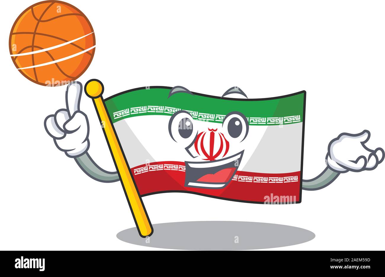 Mascot of flag iran cartoon character style with basketball Stock ...