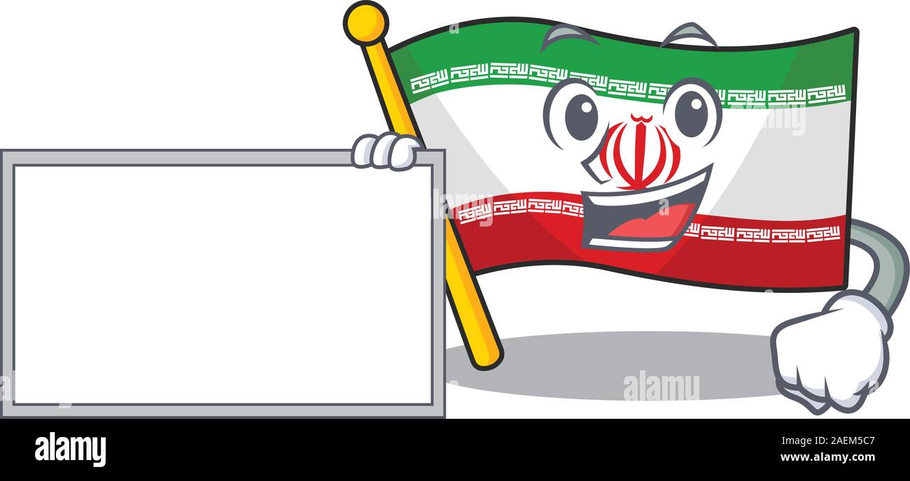 Flag iran with board cartoon Character design style Stock Vector Image ...
