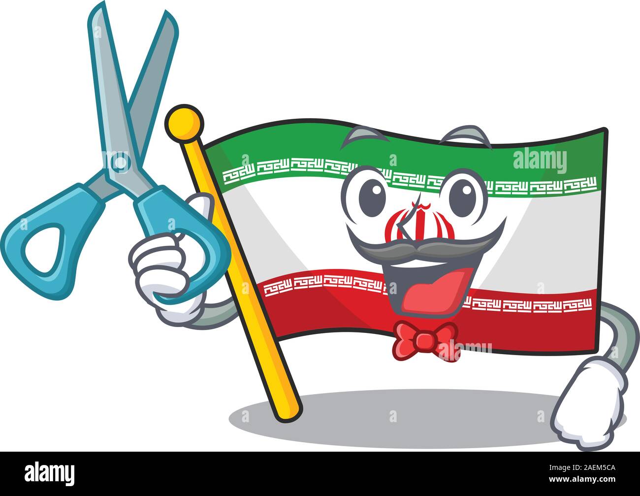 Happy Barber flag iran mascot cartoon character style Stock Vector ...