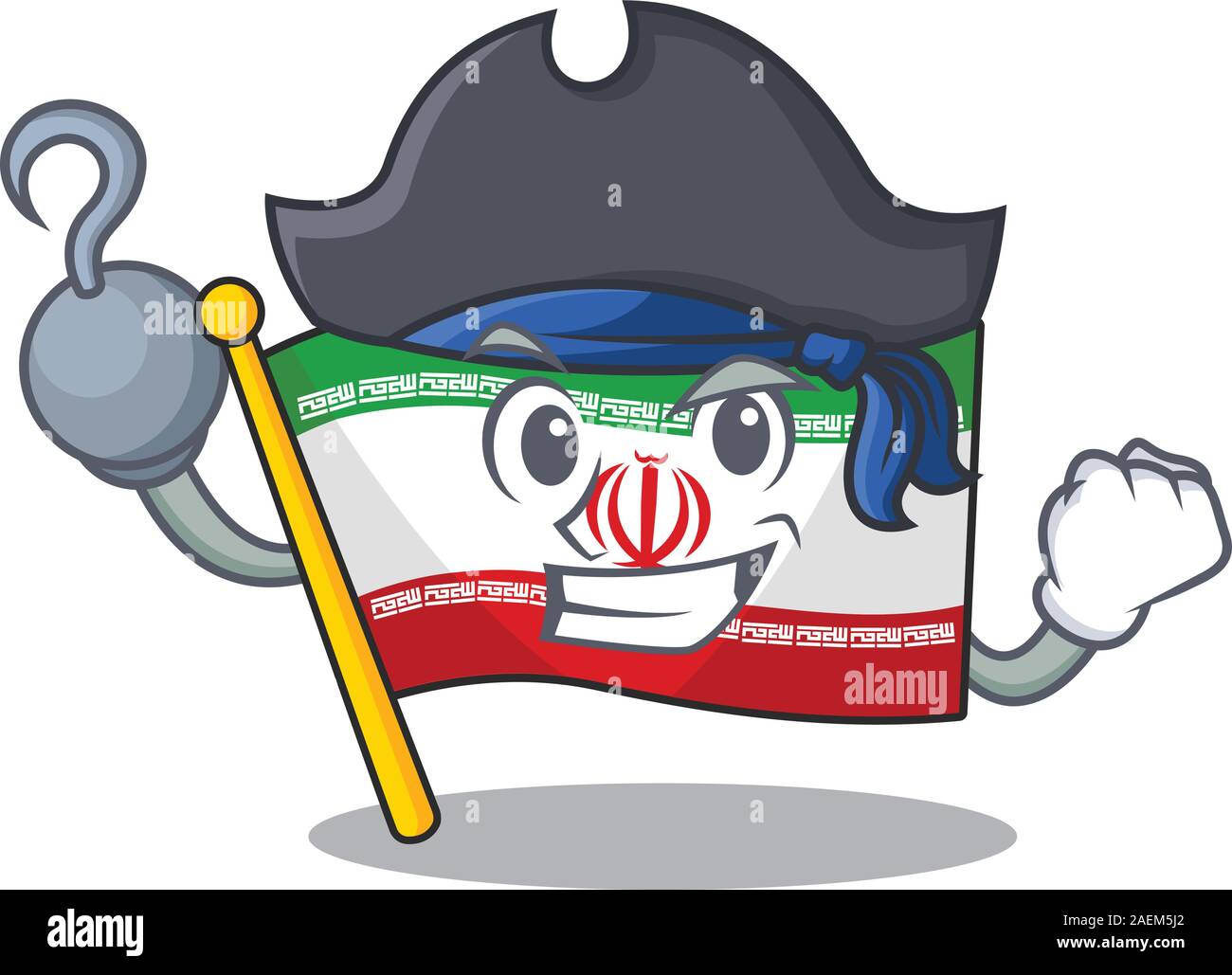 one hand Pirate flag iran mascot cartoon style Stock Vector Image & Art ...