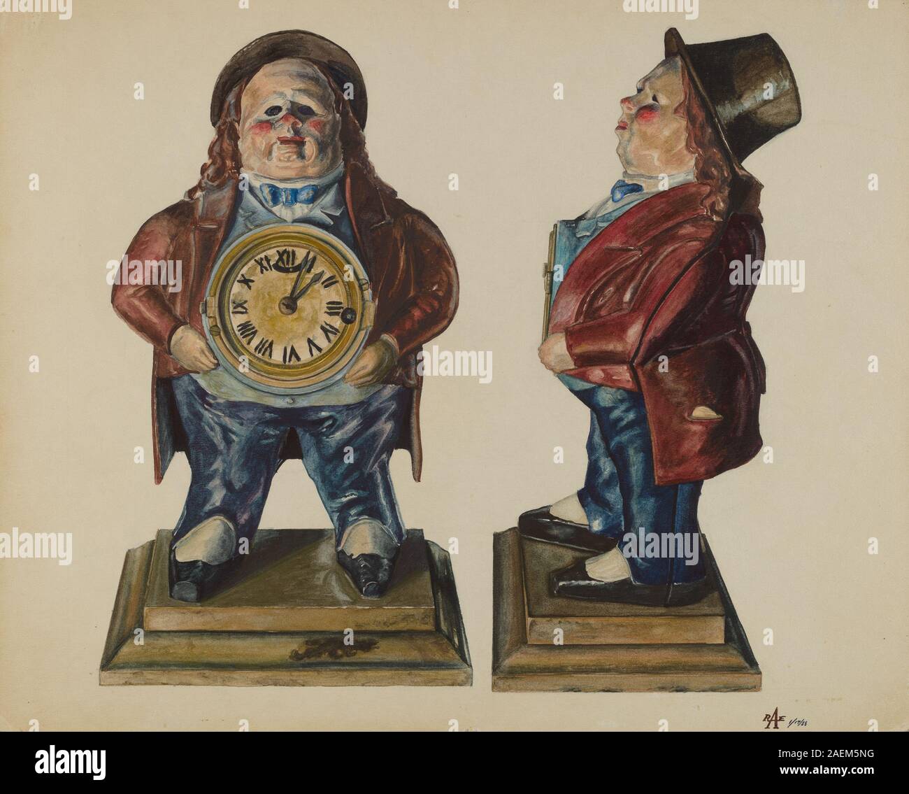 Ralph Atkinson, Clock-Toby (front and side view), 1938 Clock-Toby ...