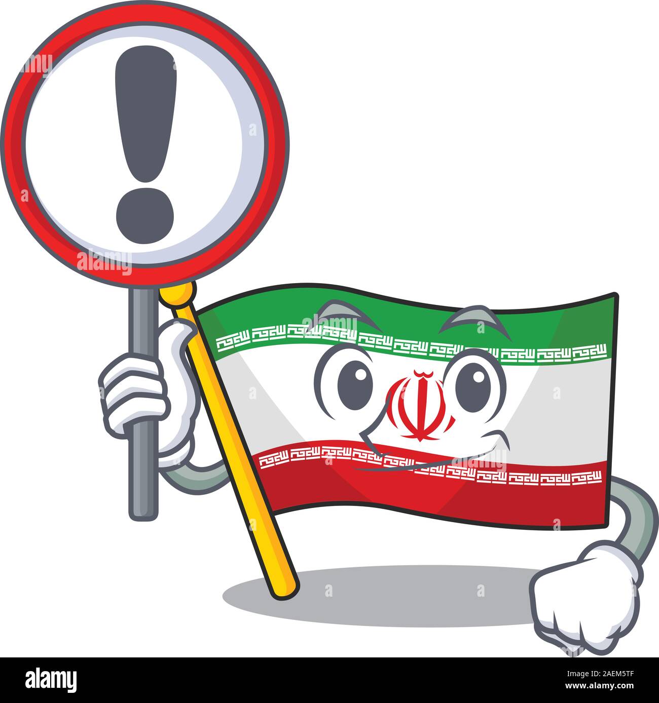 Cartoon style of flag iran with sign in his hand Stock Vector Image ...