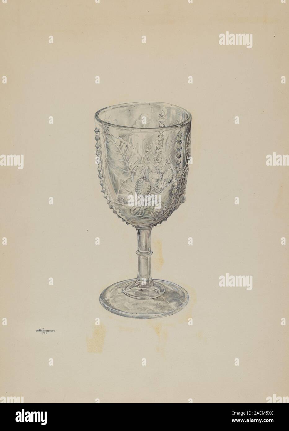 Goblet created by Ralph Atkinson in 1939, showing cup form, stem, base ...