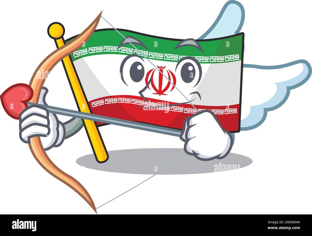 Cute flag iran Cupid cartoon character with arrow and wings Stock ...