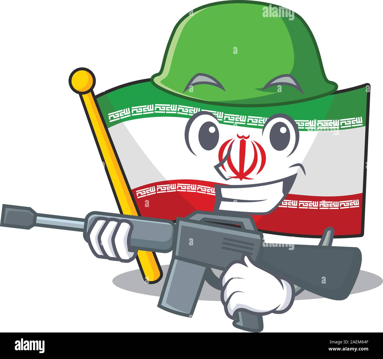 A cartoon style of flag iran Army with machine gun Stock Vector Image ...