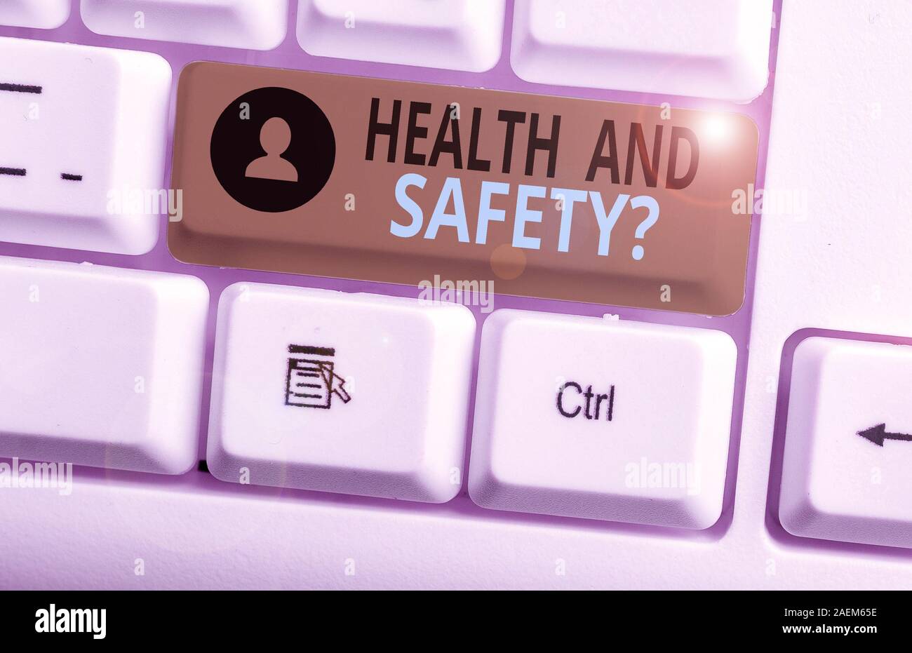 Writing note showing Health And Safety Question. Business concept for ...