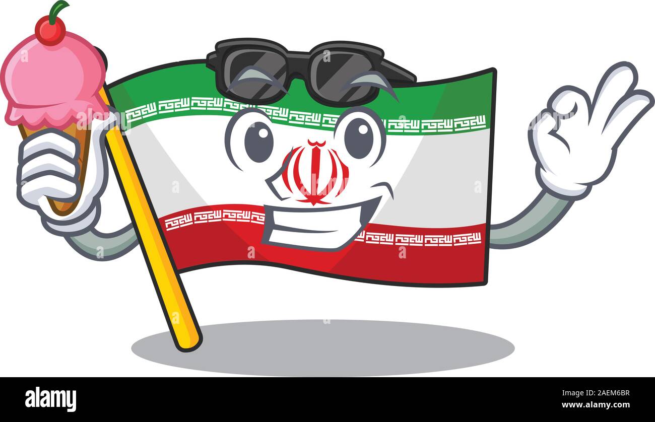 cartoon Mascot featuring flag iran with ice cream Stock Vector Image ...