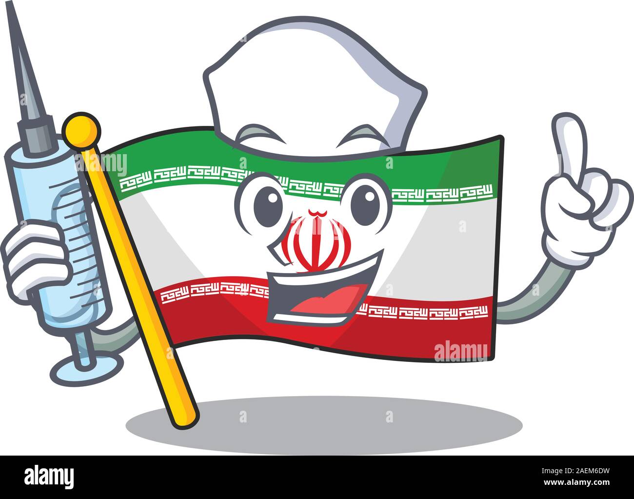Cute Nurse flag iran character cartoon style with syringe Stock Vector ...