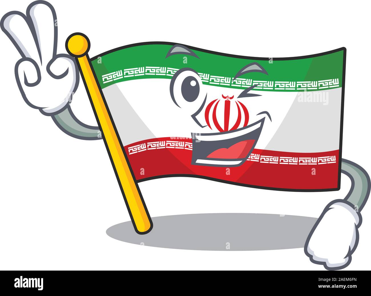 Flag iran Character cartoon style with two fingers Stock Vector Image ...