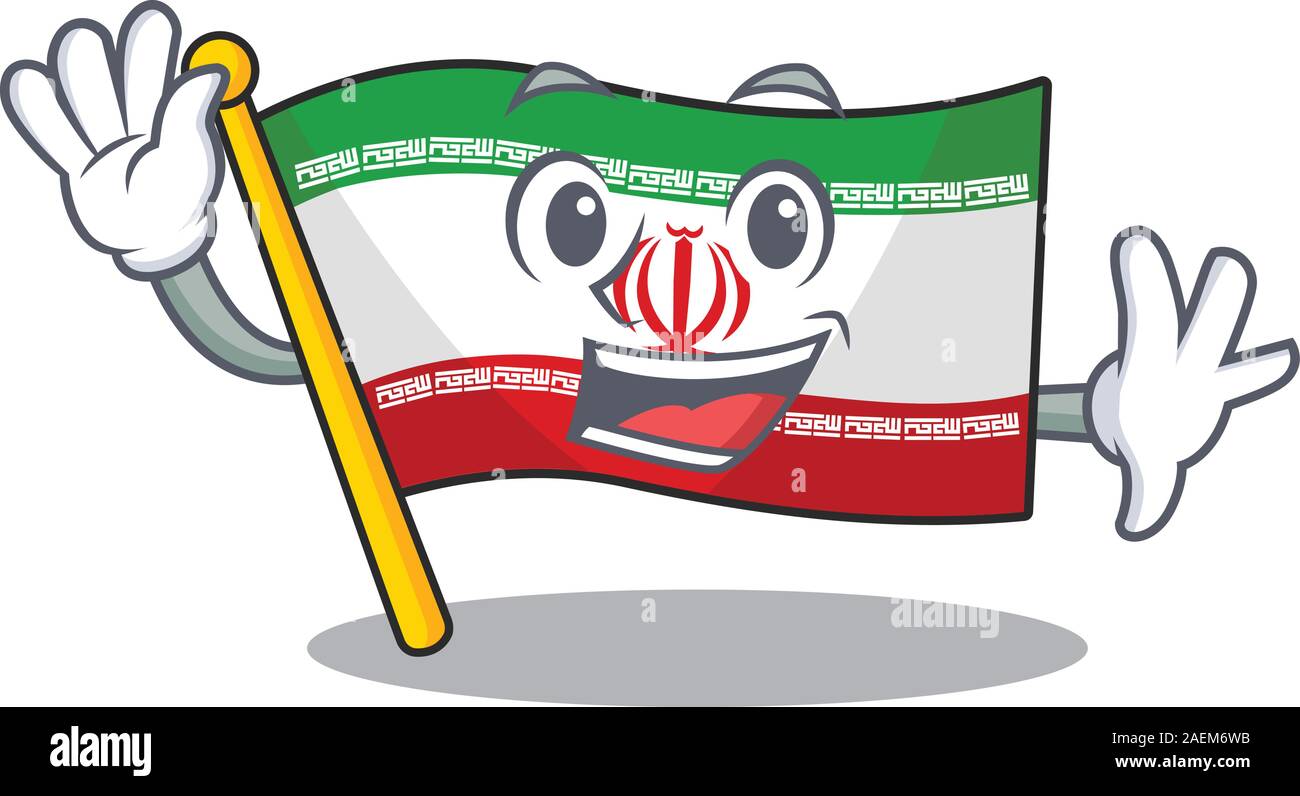 Waving cute smiley flag iran cartoon character style Stock Vector Image ...