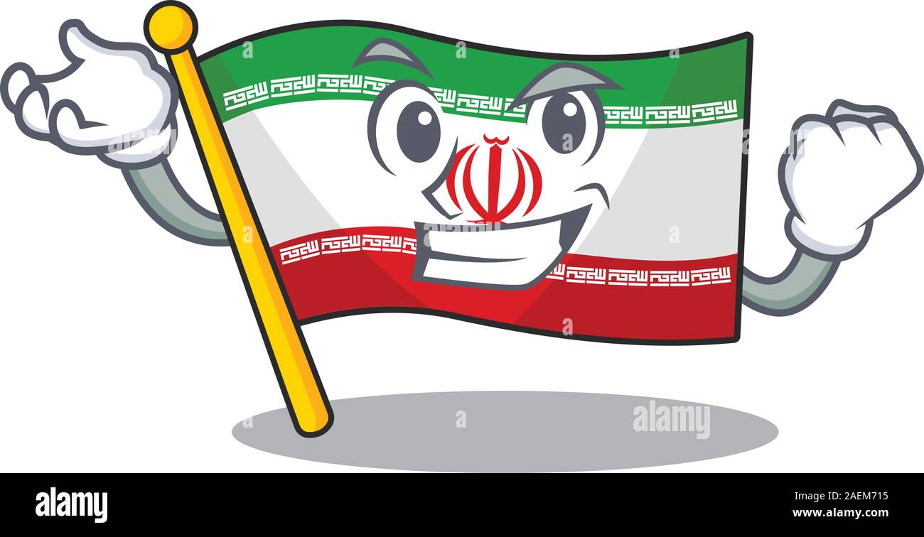 Happy confident Successful flag iran cartoon character style Stock ...