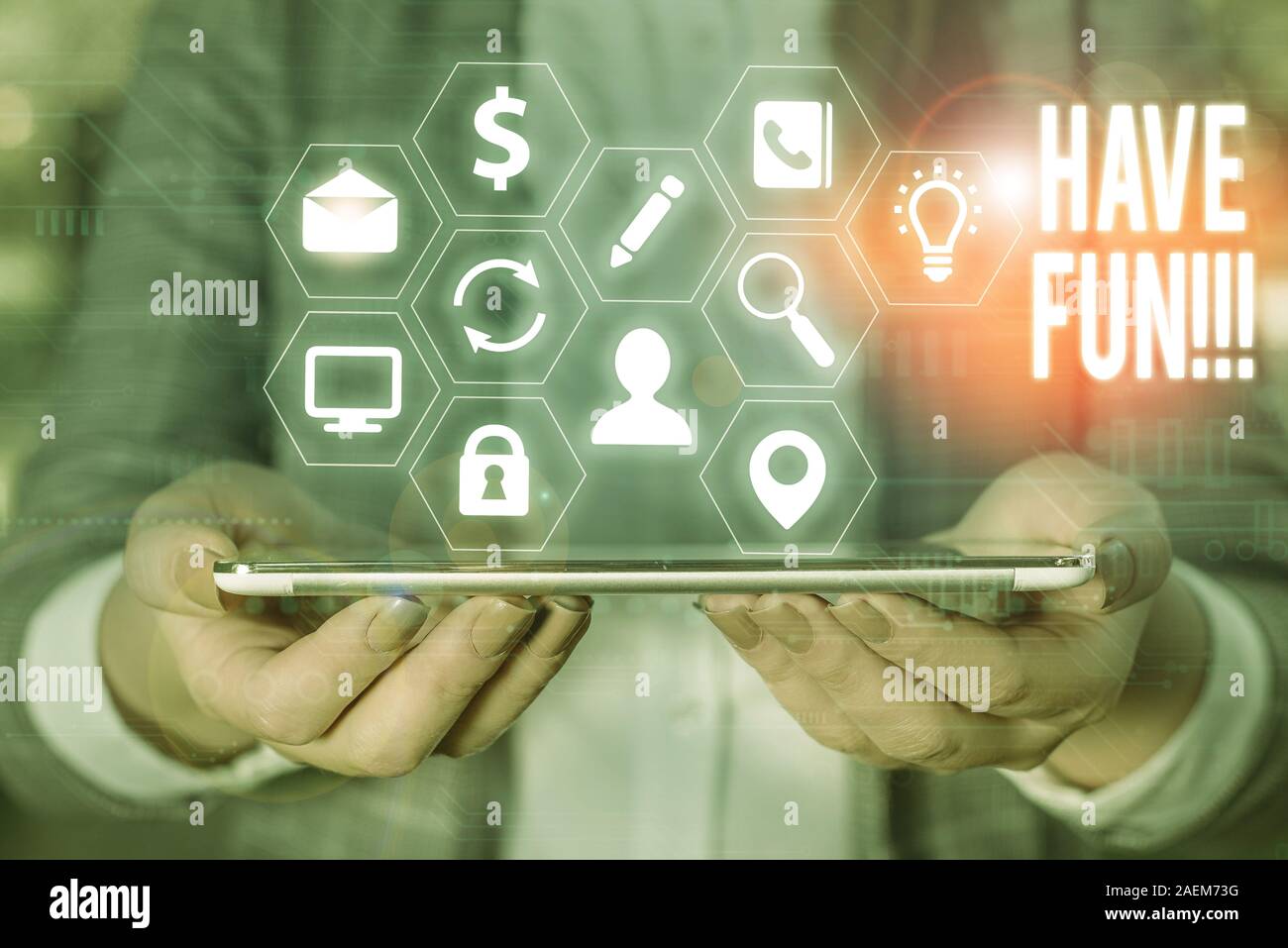 Writing note showing Have Fun. Business concept for wish somebody good ...