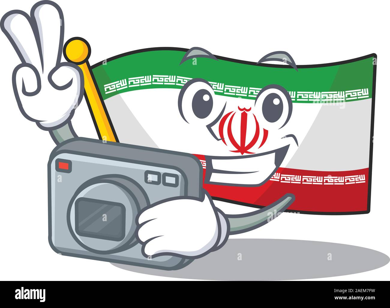 a professional Photographer flag iran cartoon character with a camera ...