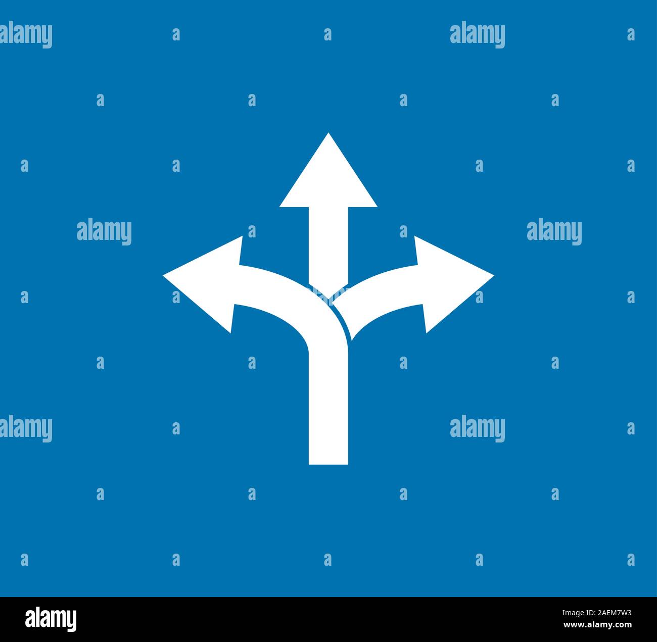 Arrow, three way, direction icon. Vector illustration, flat design ...
