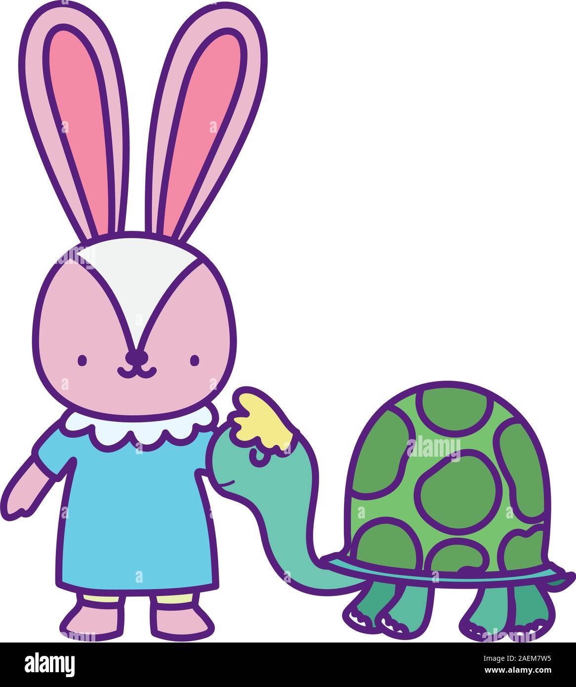 baby shower cute little female rabbit and turtle cartoon vector ...