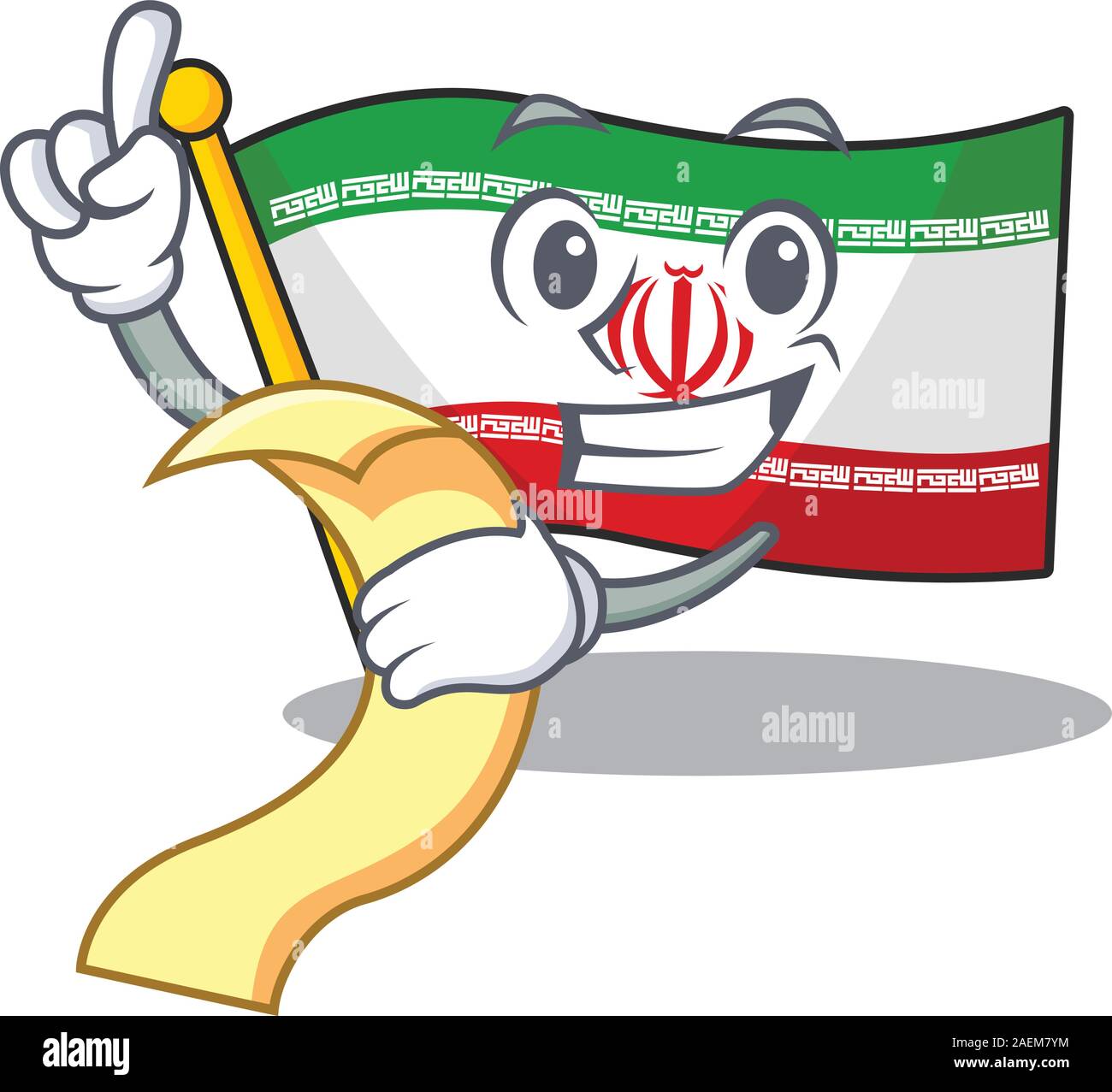 Cute flag iran cartoon character with menu ready to serve Stock Vector ...