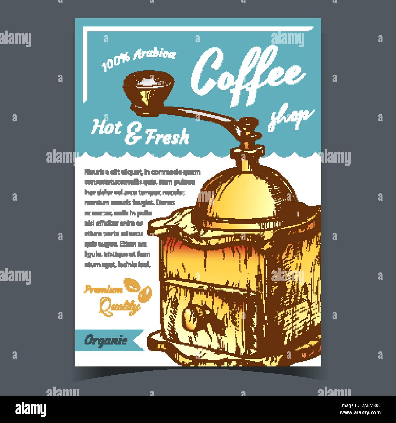 Ancient Wooden Manual Coffee Grinder Poster Vector Stock Vector Image ...