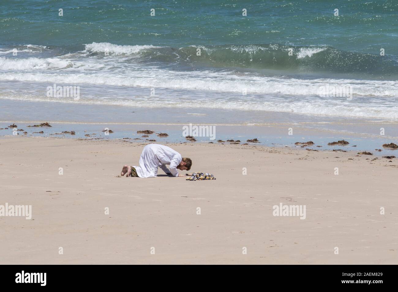 Adelaide, Australia 10 December 2019 .A man performs the Islamic ritual ...