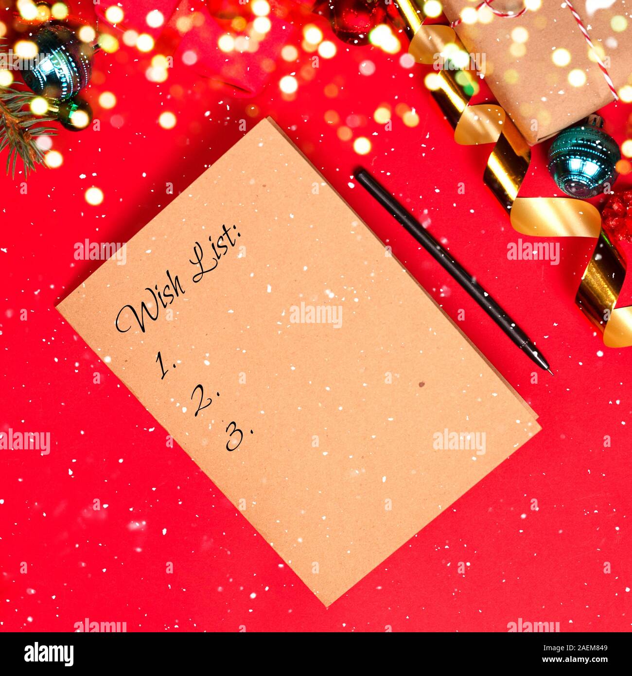 Craft paper retro wish list Stock Photo - Alamy