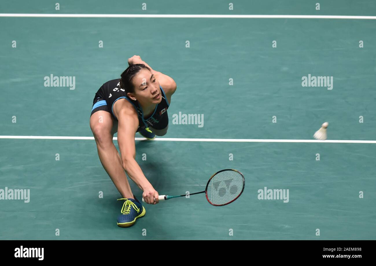 Canadian professional badminton player Michelle Li competes against ...